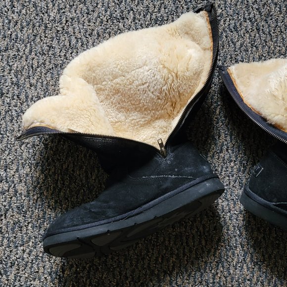 UGG | Shoes | Rare Limited Edition Black Ugg Boots Metal Heel Plate ...